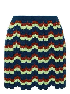 Escvdo Alba Crocheted Cotton Mini Skirt - Blue
