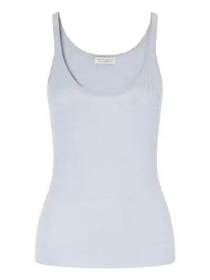 Gabriela Hearst Cinxia Ribbed Cashmere, Silk, And Hemp Blend Tank - Blue