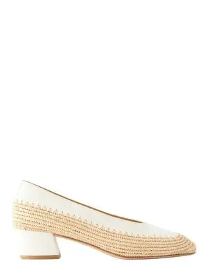 Gabriela Hearst Gabriela Hearst 'Strength' Raffia And Suede Block Heel Pumps Neutrals