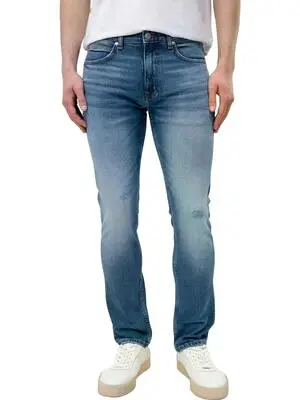 Hugo Distressed Logo-patch Jeans - Blue
