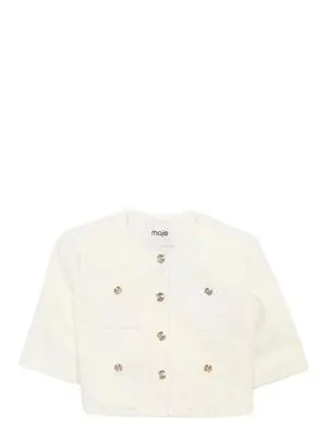 Maje Short-sleeve Button-front Jacket - Neutrals