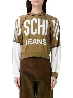 Moschino Logo Intarsia Wool Crew-neck Sweater - Brown