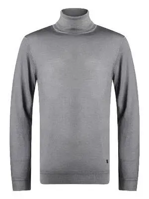 LIU •JO MAN Wool Turtleneck With Brand Logo - Grey