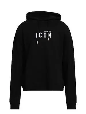 Dsquared2 Cotton Terry Hoodie With Logo Print - Black