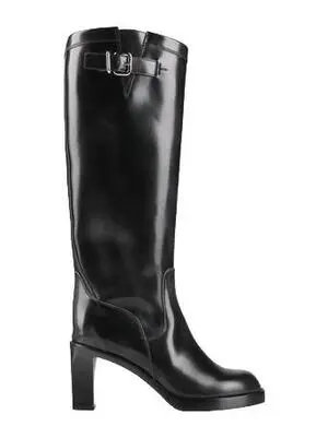 TOD'S Leather Knee-high Boots With Square Heel - Black