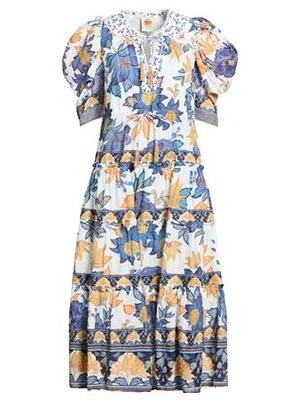 Farm Rio Maxi Dress With Floral Print And Puff Sleeves - Blue
