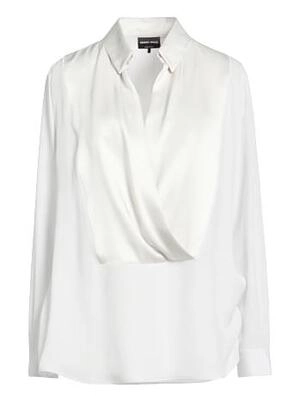 Giorgio Armani Silk Crepe Blouse - Light Grey