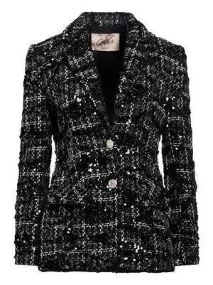 CARLA G. Single-breasted Sequined Tweed Blazer - Black