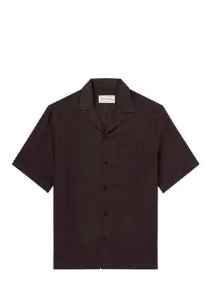Frescobol Carioca Angelo Camp-collar Linen Shirt - Brown
