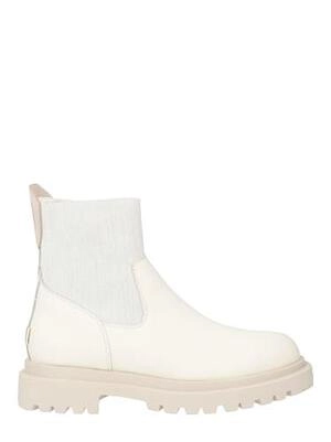 BLAUER. BLAUER Leather And Textile Ankle Boots Ivory