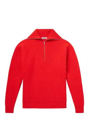 JIL SANDER Jil Sander Ribbed Wool Zip-Up Sweater