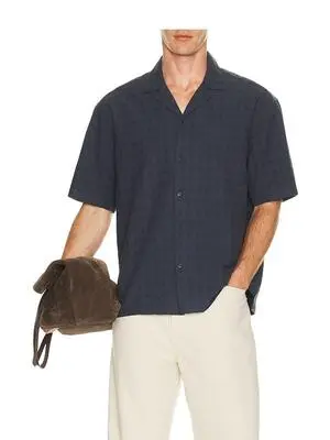 BOUND Embroidered Ribeira Shirt In Blue - Navy
