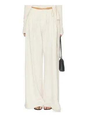 SNDYS. Evelina Wide Leg Pleated Pant Ivory - Bone