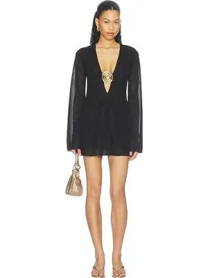 Oseree Oseeree Lumiere Spiral Kaftan Dress - Black