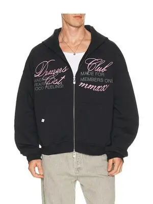 DRMERS CLUB Cursive Logo Zip Up Hoodie - Black