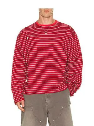 DRMERS CLUB Drmers Club Striped Long Sleeve Tee In Red.