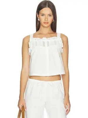 MORE TO COME Jamie Top With Lace Trim - White