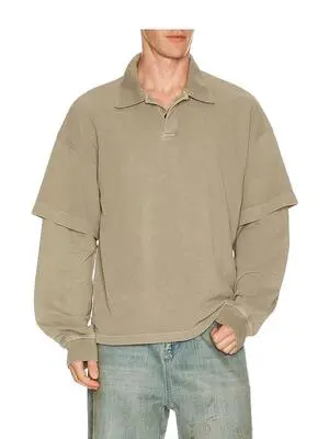 AGOLDE Curren Double Sleeve Polo In Blue - Tint