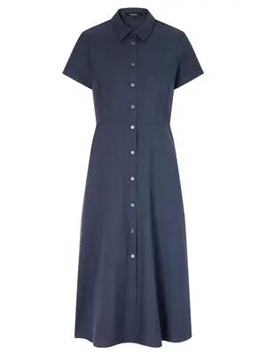 Theory Belted Pleated Midi Dress - Blue