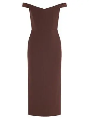 Alex Perry Off-the-shoulder Sweetheart Neckline Midi Dress - Brown