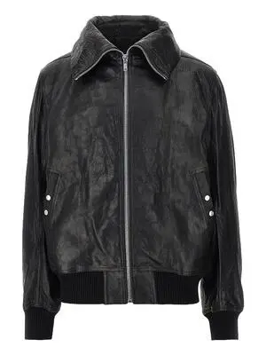 Rick Owens Dracuflight Leather Bomber Jacket - Black