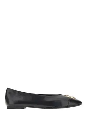 Tory Burch Charlie Nappa Leather Ballerinas - Black