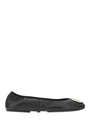 Tory Burch Tory Burch Reva Nappa Leather Ballerinas With Gold-Finished Medallion Black