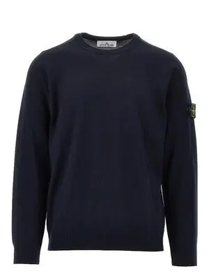 Stone Island Virgin Wool Crewneck Sweater - Blue
