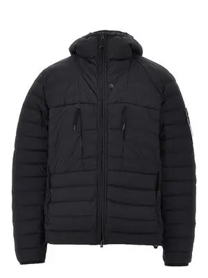 Stone Island Hooded Down-tc Jacket With Seamless Tunnels Quilting - Black