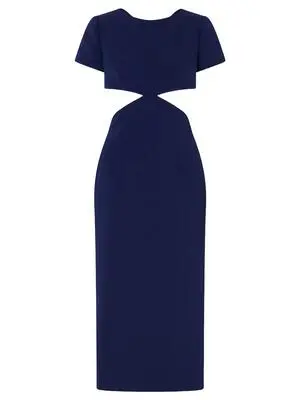 Carolina Herrera Bow-embellished Cut-out Crepe Midi Dress - Blue