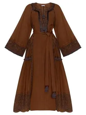 ANNABO Versailles Echo Maxi Dress - Brown