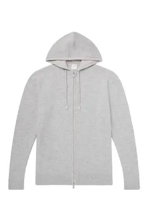 Eleventy Ribbed Cashmere Zip-up Hoodie - Gray