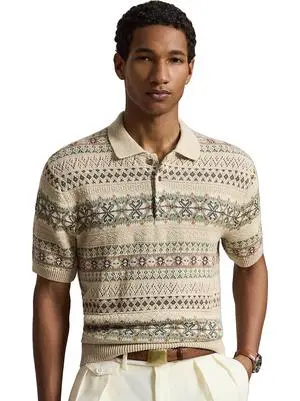Ralph Lauren Fair Isle Polo-collar Sweater - Tan Combo