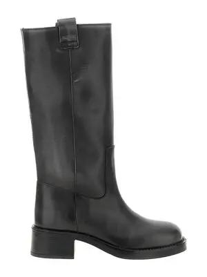 ALOHAS Sajan Vintage-effect Leather Knee-high Boots - Black