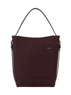 VALEXTRA Burgundy Leather Soft Bucket Bag - Red