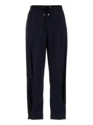 Herno Stretch Nylon Trousers With Metal Logo Plate - Blue