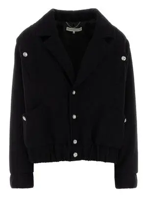 Alessandra Rich Boucle Oversize Bomber Jacket - Black