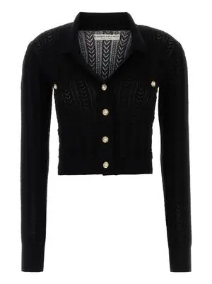 Alessandra Rich Cotton Blend Cardigan - Black