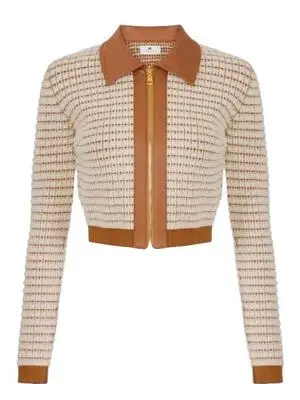Elisabetta Franchi Textured Zip-up Cardigan - Nude