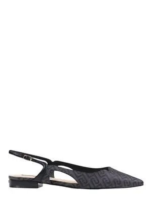 Liu Jo Pointed Toe Flat Slingback Sandals With Geometric Pattern And Buckle Strap - Black