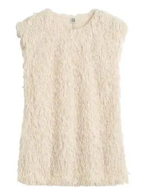 TOTEME Feathered-jersey Sleeveless Top - Eggshell