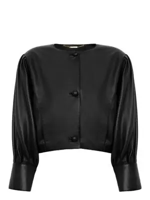 CHLOÉ Chloé Cropped Leather Jacket With Covered Horn Buttons