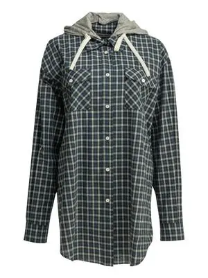 Miu Miu Miu Miu Check-Pattern Hooded Shirt F022x