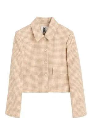 BY MALENE BIRGER Annie Houndstooth Cropped Jacket - Nude
