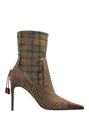 Dsquared2 Plaid Pointed-toe Ankle Boots - Brown