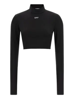 Off-White Off Stamp Cropped Long-sleeve Top - Black