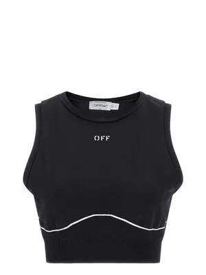 Off-White Crewneck Sports Vest With Contrasting Logo - Black