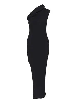 Rick Owens Sleeveless Ribbed Asymmetrical Dress - Black