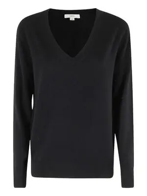 Vince Weekend Long Sleeved V-neck Jumper - Black