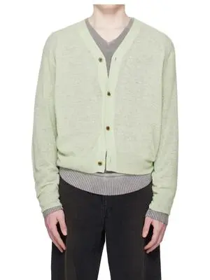SSSTEIN Knitted V-neck Cardigan - Mint Green